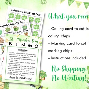 Printable St Patrick's Day Bingo Game, 50 Unique Bingo Cards W/labels ...