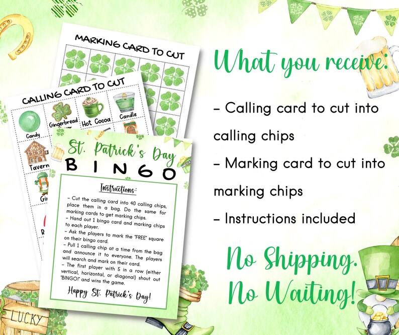 Printable St Patrick's Day Bingo Game 50 Unique Bingo - Etsy