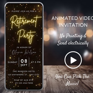 Retirement Party Invitation, Animated Retirement Video Invite, Phone ...
