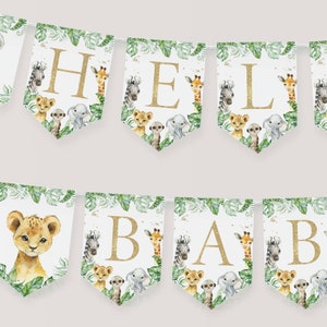 PRINTABLE Safari Animal Baby Shower Banner Decorations, Jungle Animal ...