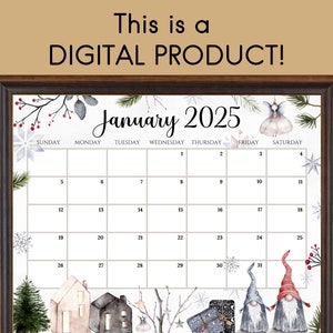 EDITABLE January 2025 Calendar, Beautiful Winter W/ Cute Gnomes ...