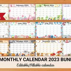 EDITABLE Watercolor Calendar 2023 Bundle Legal Size - Etsy