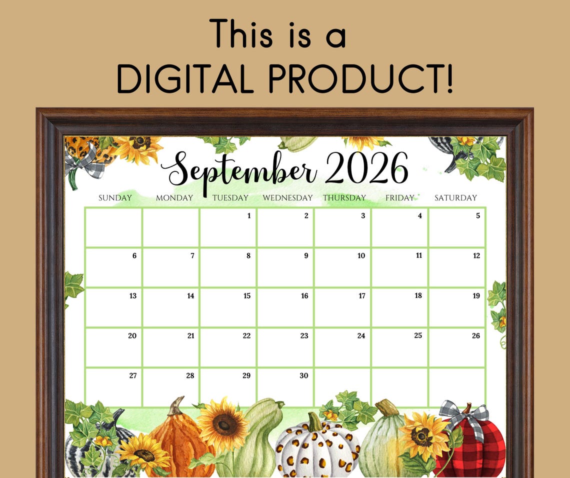 Editable September 2026 Calendar | Monthly Planner Printable PDF ...