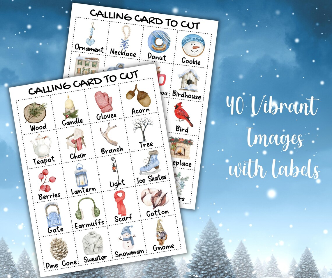 Winter Wonderland Bingo, 50 Unique Bingo Cards W/labels, Winter ...