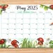 EDITABLE May 2025 Calendar, Beautiful Spring With Cute Bugs and Flowers ...