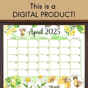 Calendario de abril de 2025 EDITABLE, hermosa agenda de primavera con ...