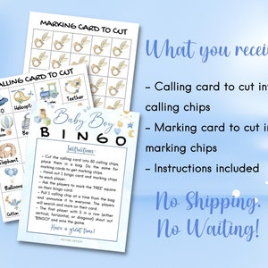 100 Baby Boy Bingo Game Cards, Watercolor Blue Aesthetic, Baby Bingo ...