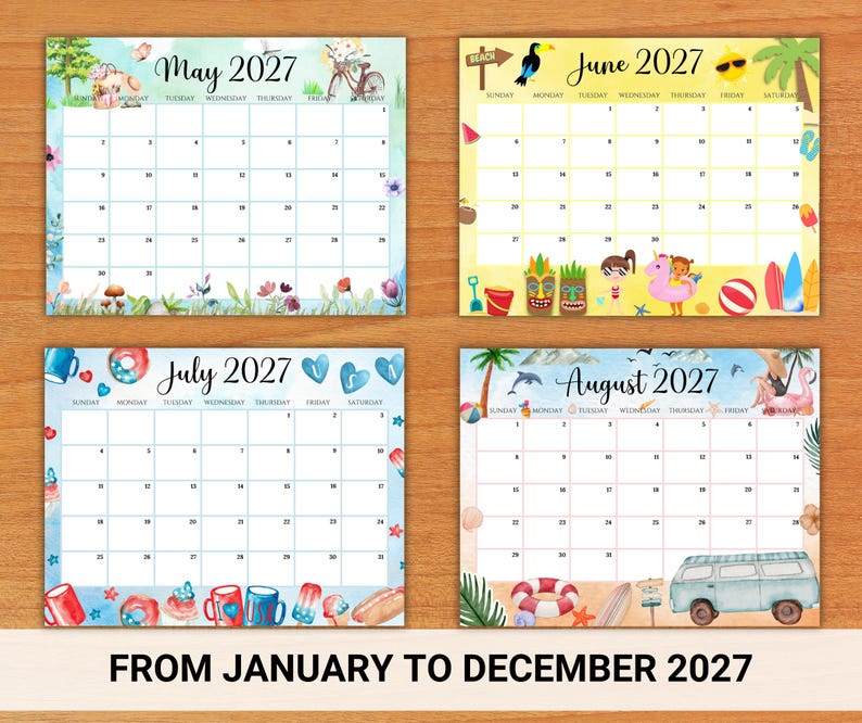 Editable 2027 Monthly Calendar Bundle, Fillable PDF Printable Planner ...
