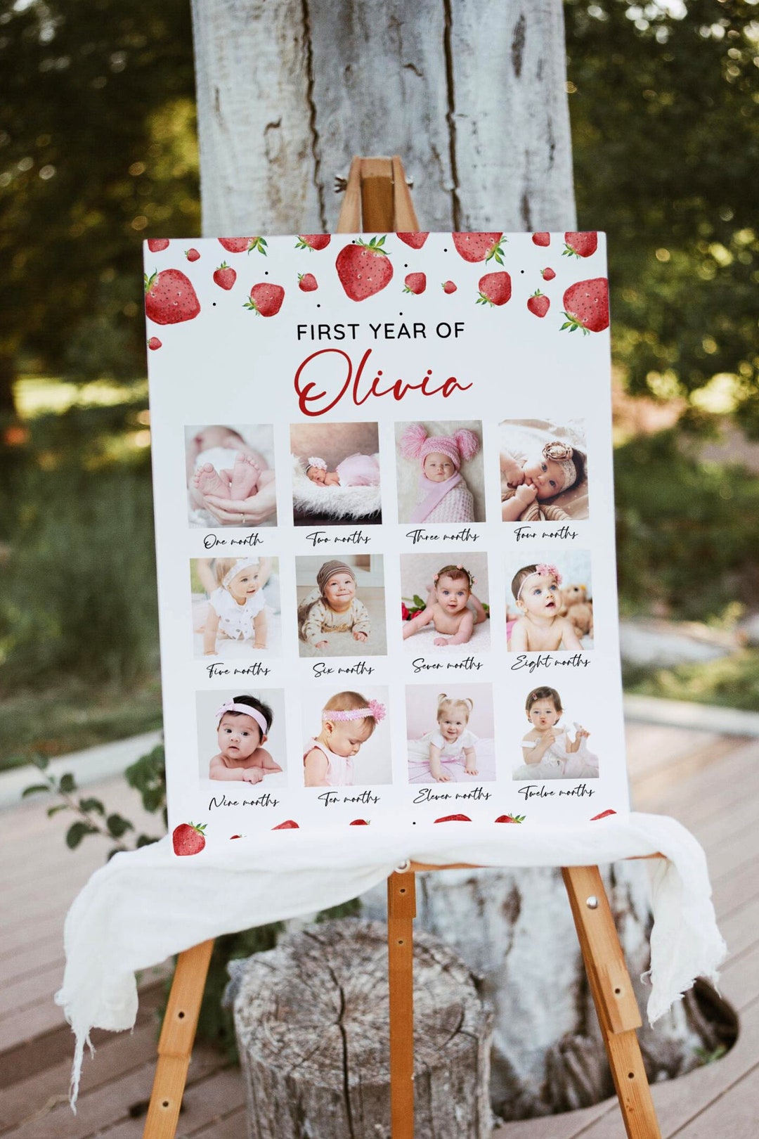 Strawberry Birthday Photo Poster, Berry Poster Template, Berry 1st ...