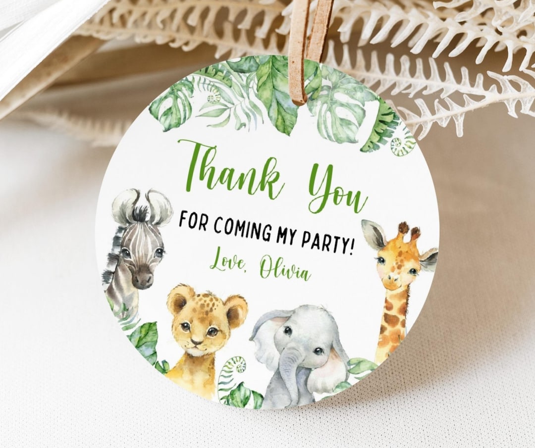 EDITABLE Safari Baby Shower Favor Tag, Gender Neutral, Safari Animal ...
