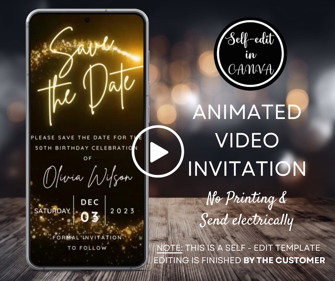 Video Save the Date Any Event Invitation, Animated Birthday/wedding ...