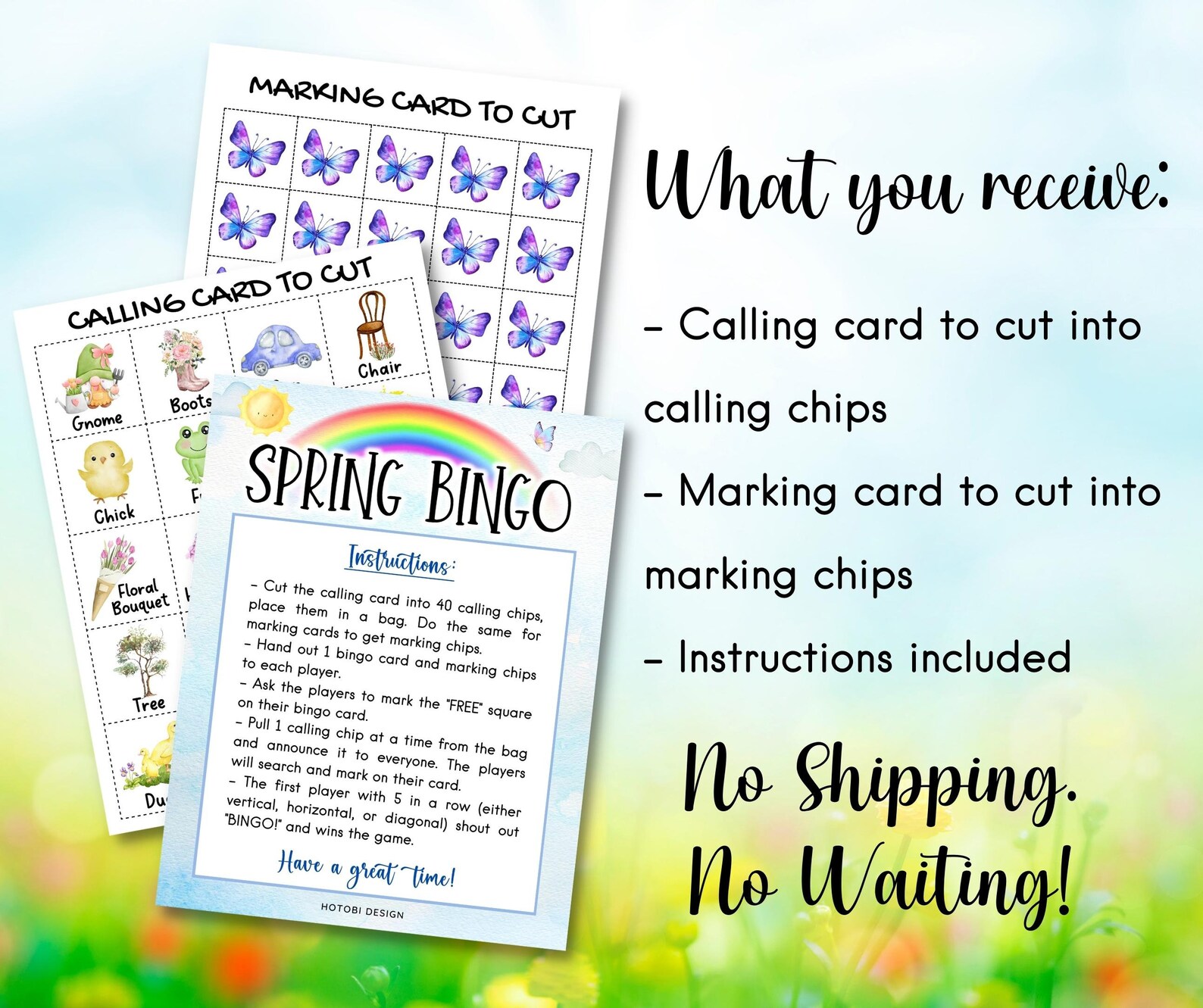 Printable Spring Bingo Game, 50 Unique Bingo Cards W/labels, Hello ...