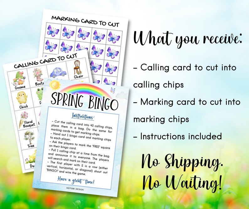 Printable Spring Bingo Game 50 Unique Bingo Cards W/labels - Etsy