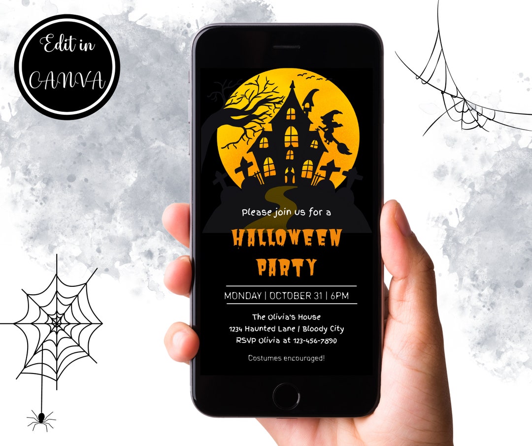 Editable Electric Halloween Party Invitation Spooktacular - Etsy