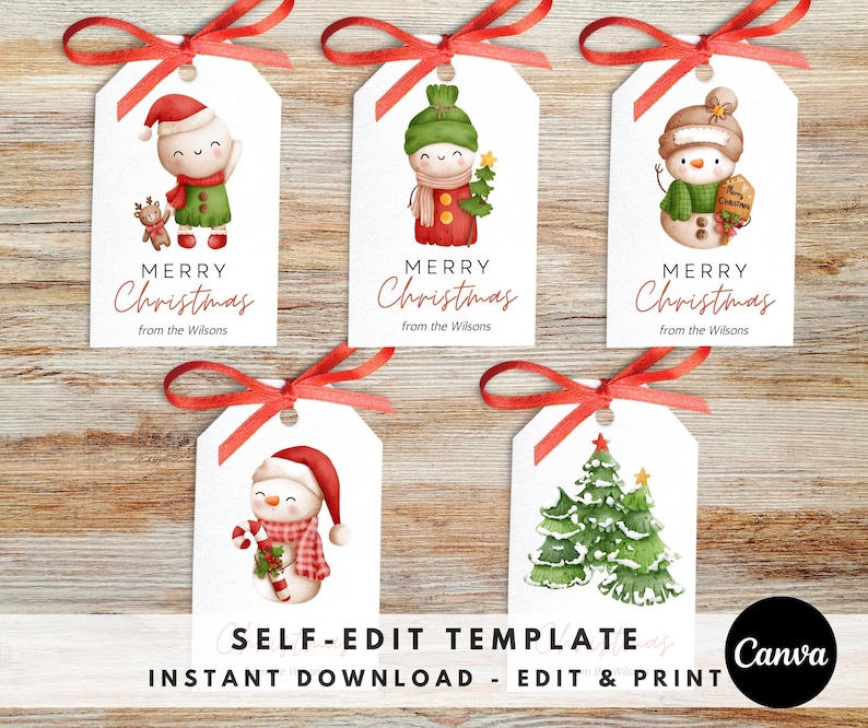 EDITABLE Christmas Gift Tag Holiday Gift Tag Template With - Etsy