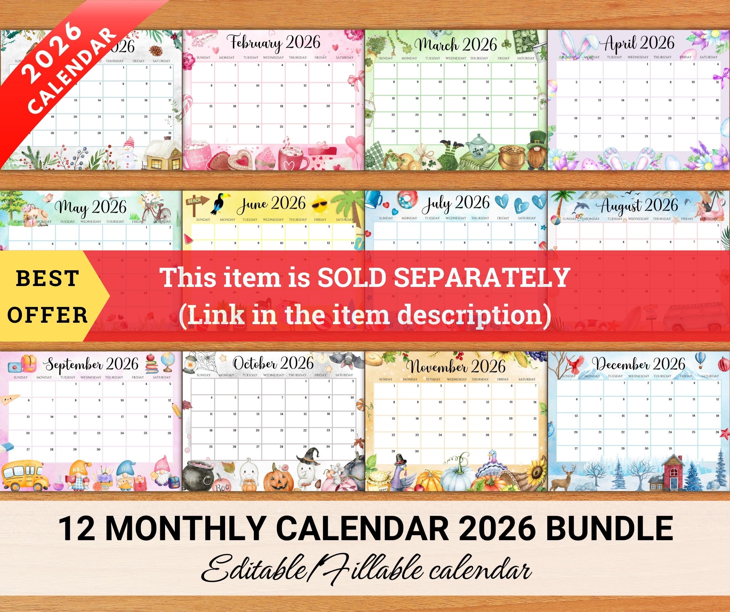 Editable April 2026 Calendar | Monthly Planner Printable PDF | School ...