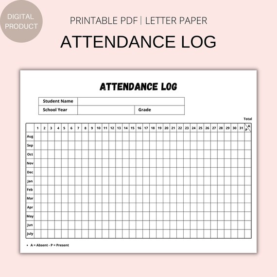 Homeschool Kit Homeschool Attendance Log Printable | Etsy