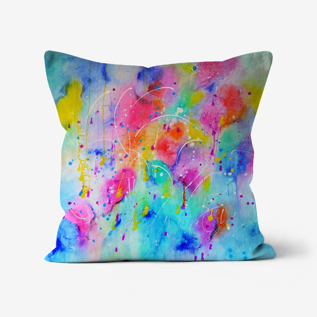 Modern Multi Colour Abstract Art Cushion Colourful Throw - Etsy UK