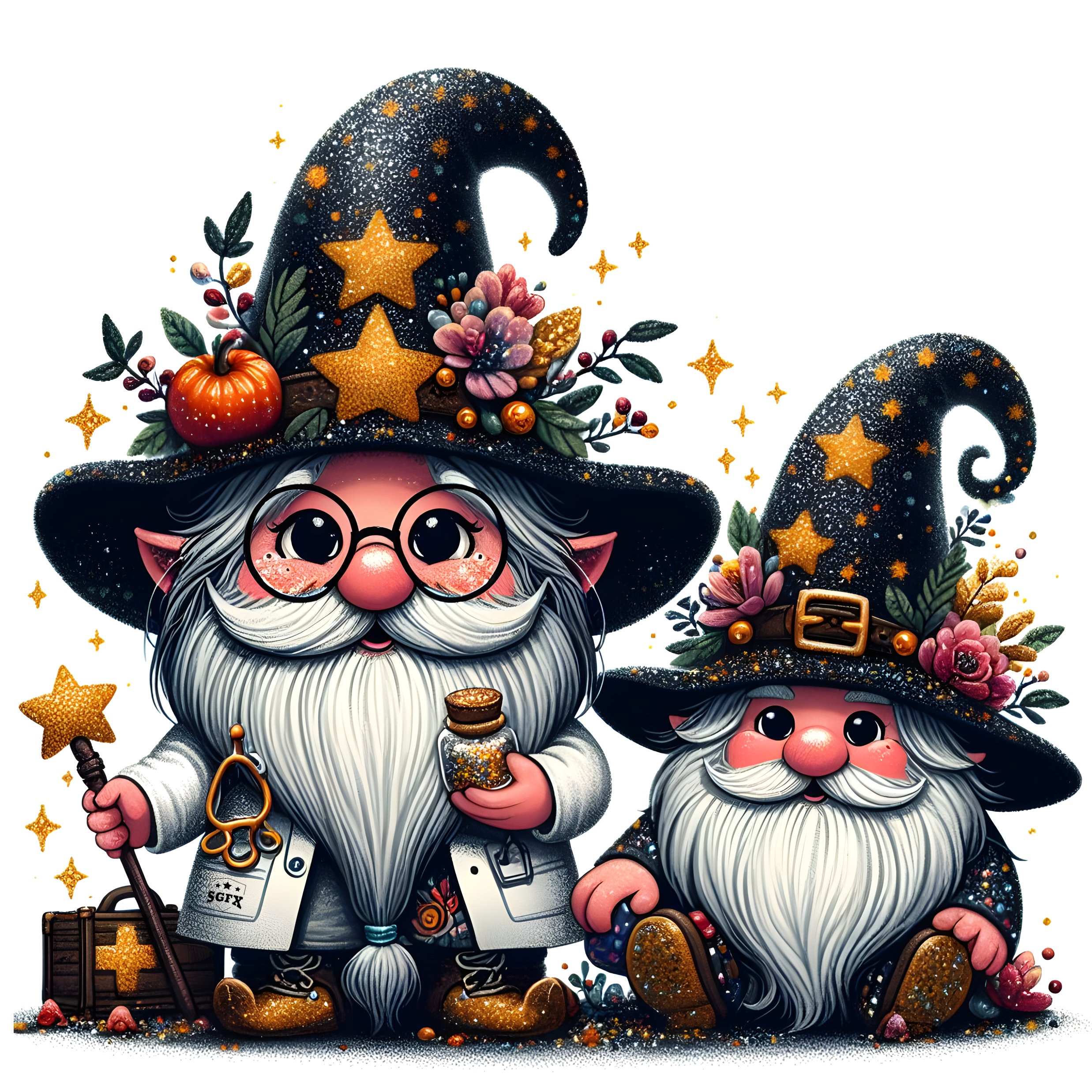 Mystical Gnomes, Original Artwork, Digital Download, 5 Different Png ...