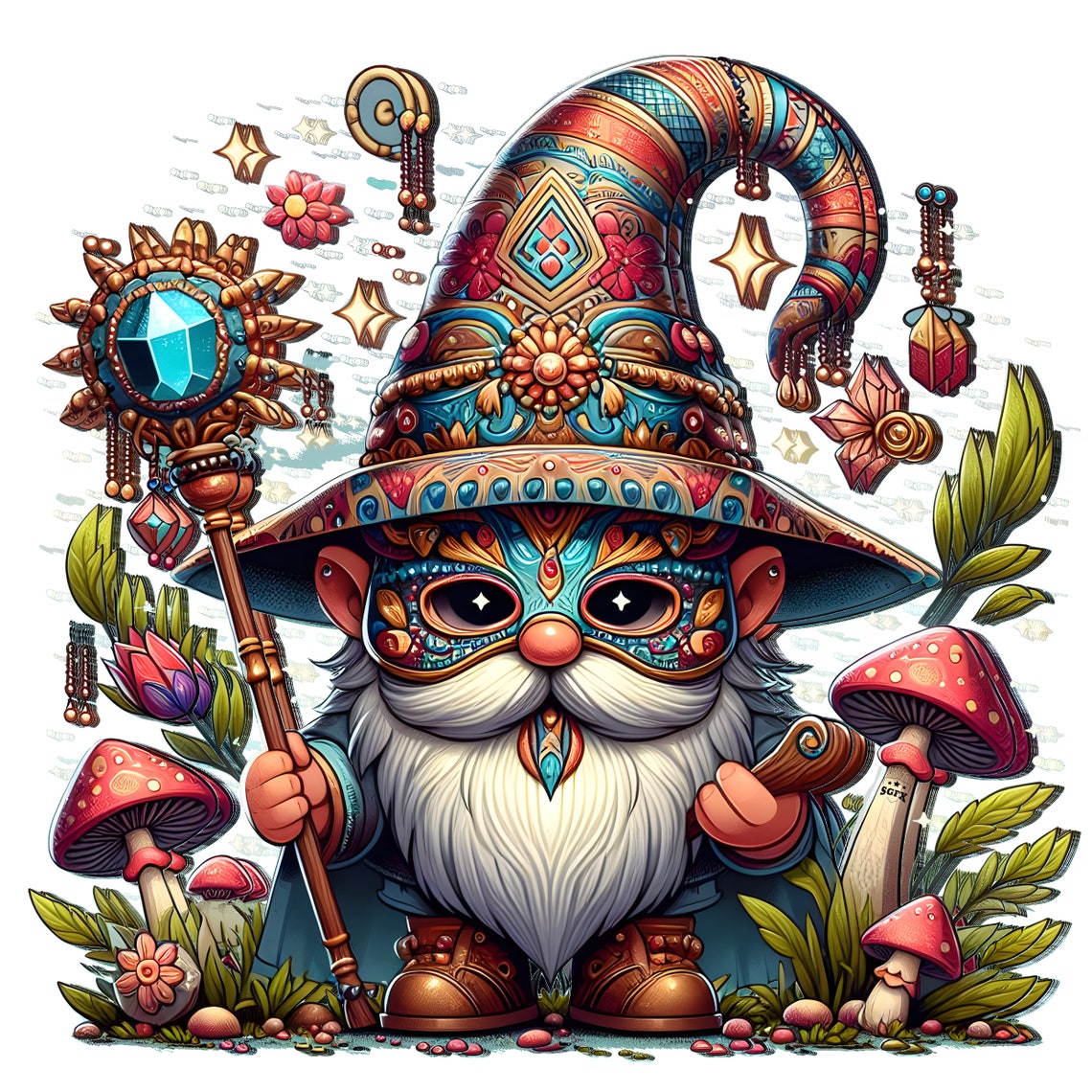 Mystical Gnomes, Original Artwork, Digital Download, 5 Different Png ...