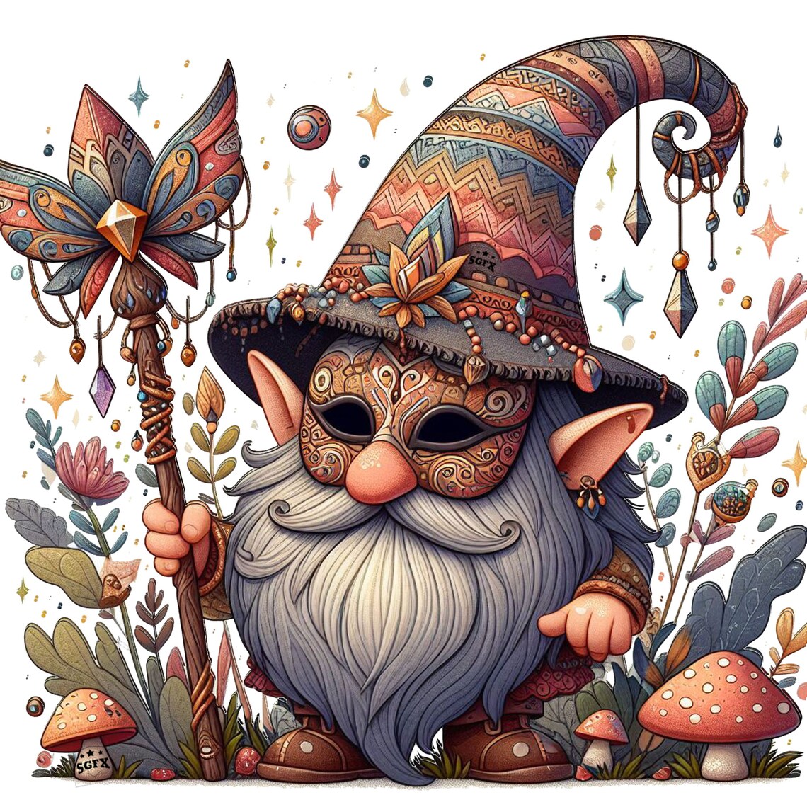 Mystical Gnomes, Original Artwork, Digital Download, 5 Different Png ...