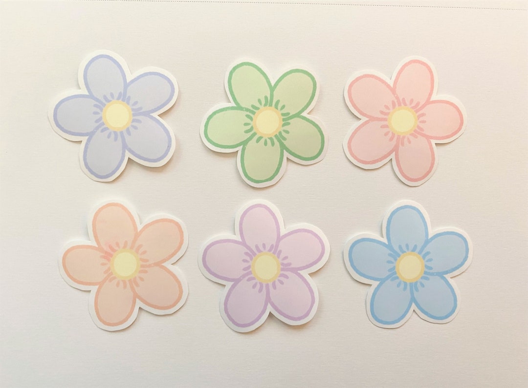 Pastel Flower Sticker Pack Kawaii Flower Stickers Rainbow Flowers Pack ...
