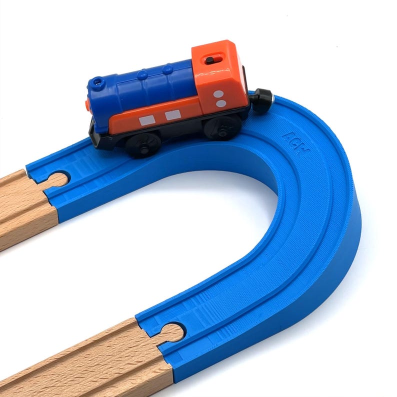 Railmate TILT – Banked U-turn Track Piece for Wooden Train Sets for ...