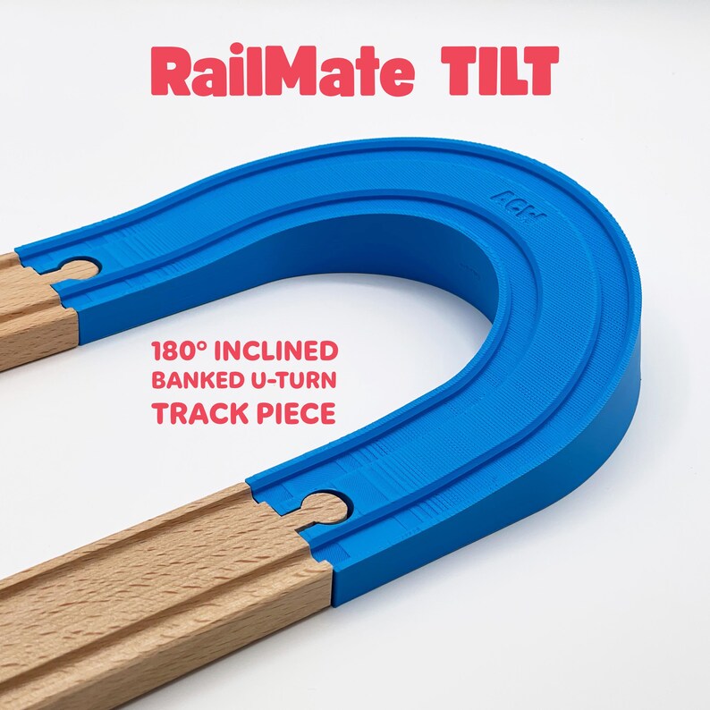 Railmate TILT – Banked U-turn Track Piece for Wooden Train Sets for ...