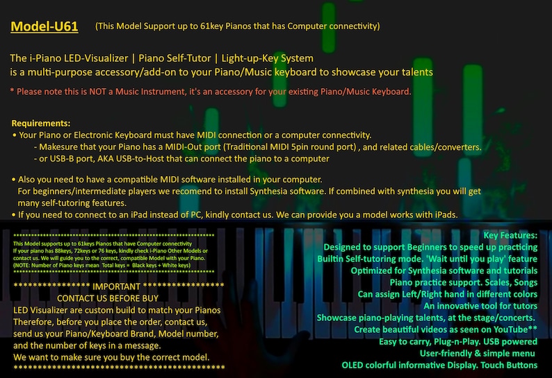 I-piano LED Visualizer | Self-tutor | Reactive Key-lights | for Pianos ...