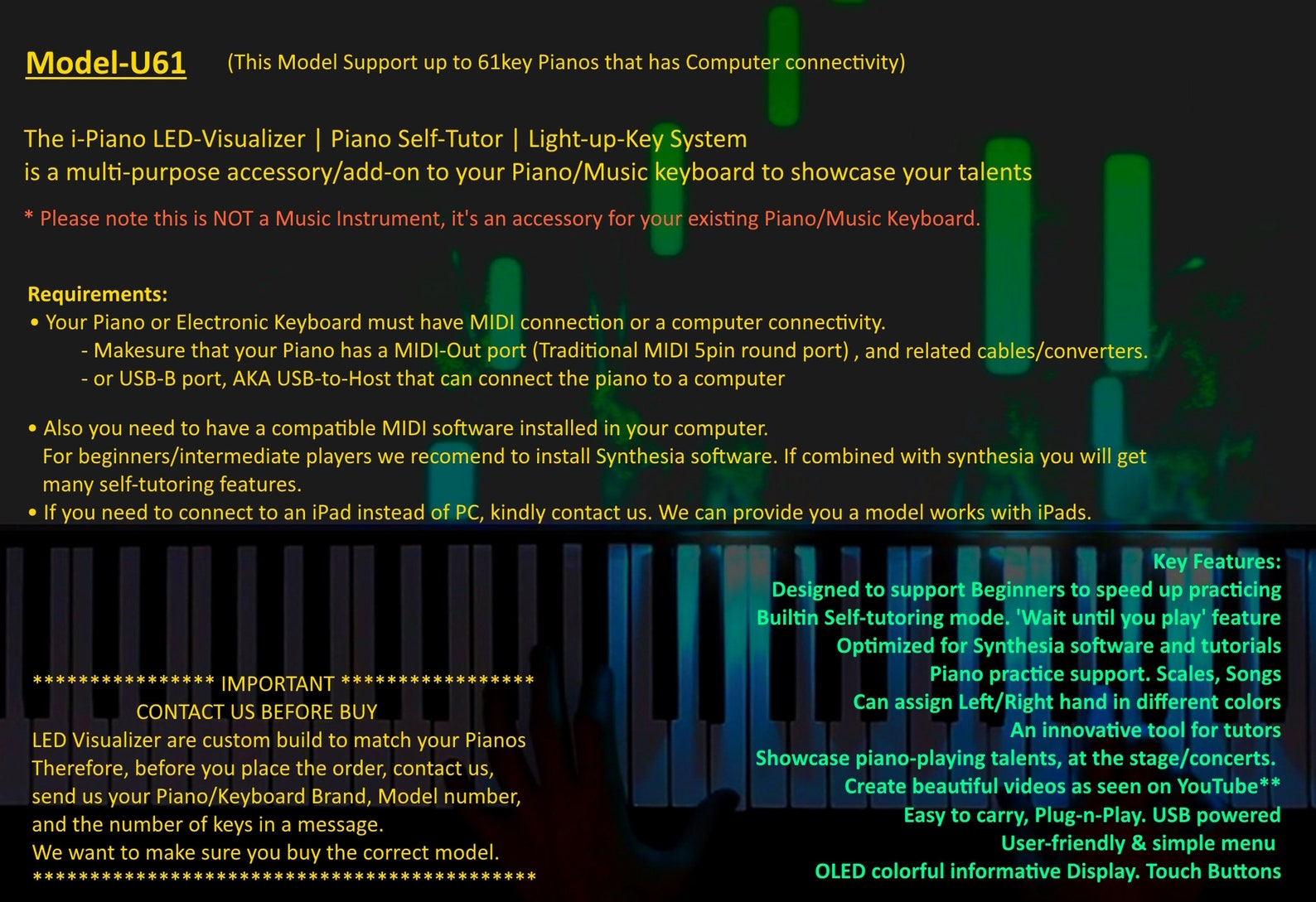 I-piano LED Visualizer Self-tutor Reactive Key-lights - Etsy