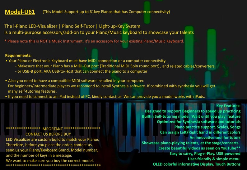 I-piano LED Visualizer Self-tutor Reactive Key-lights - Etsy