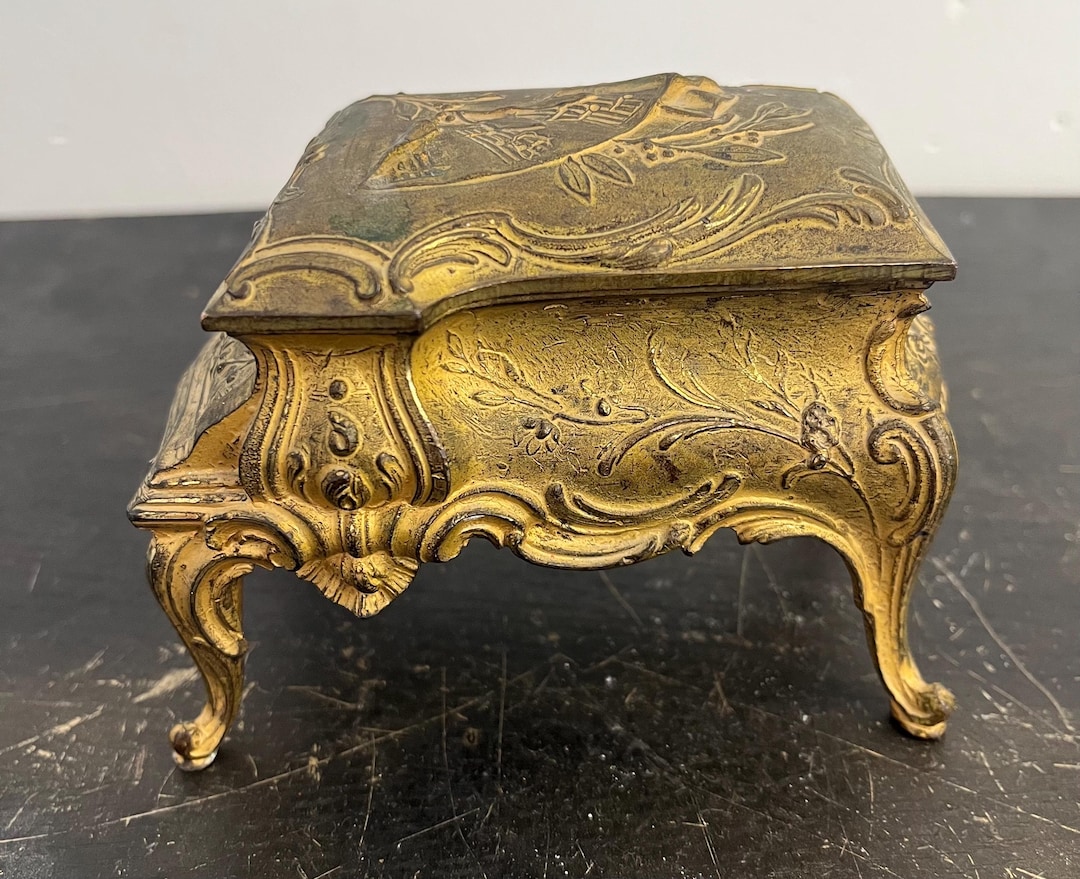 Antique French Jewelry Casket, 19th Century Gilt Trinket Box, Napoleon ...
