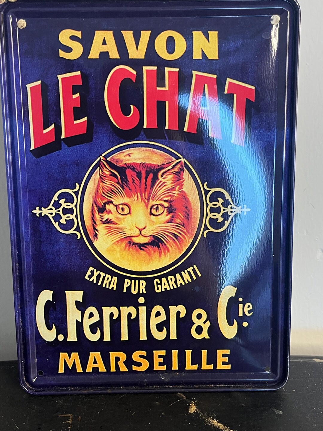 French Vintage Style Metal Sign “savon Le Chat” | Cat Soap Advertising ...