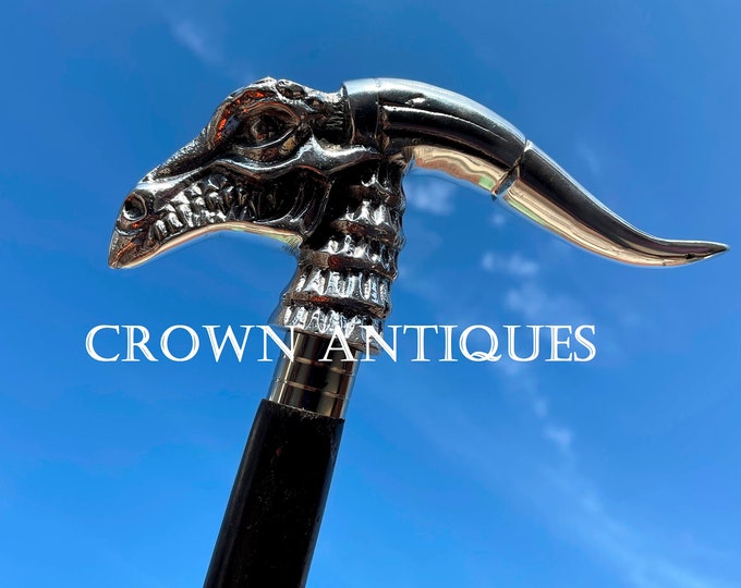 Dragon Cane Wooden Walking Stick Ergonomic Palm Grip Handle, Wood ...