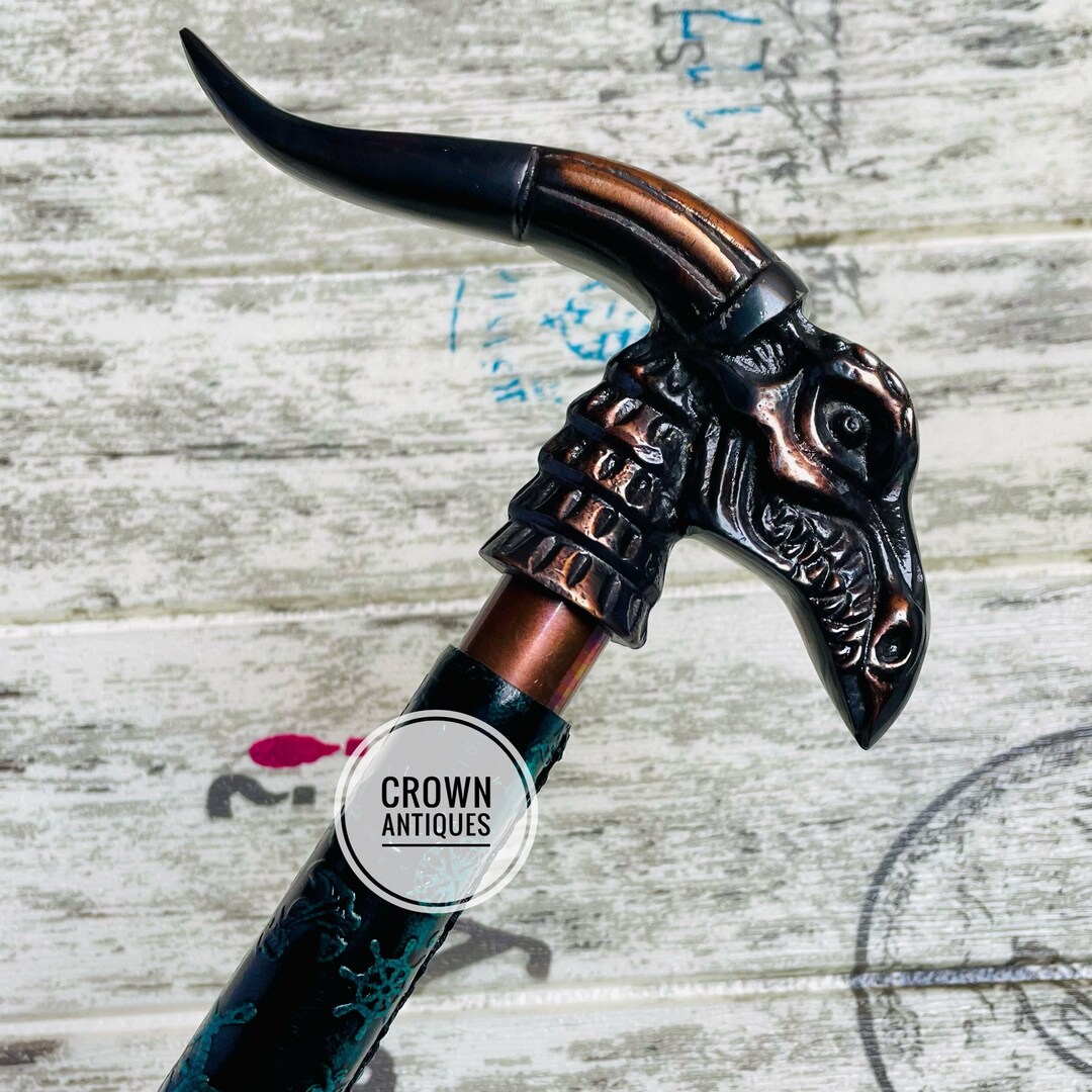 Handcrafted Dragon Handle Walking Cane: Victorian Derby Trekking Stick ...