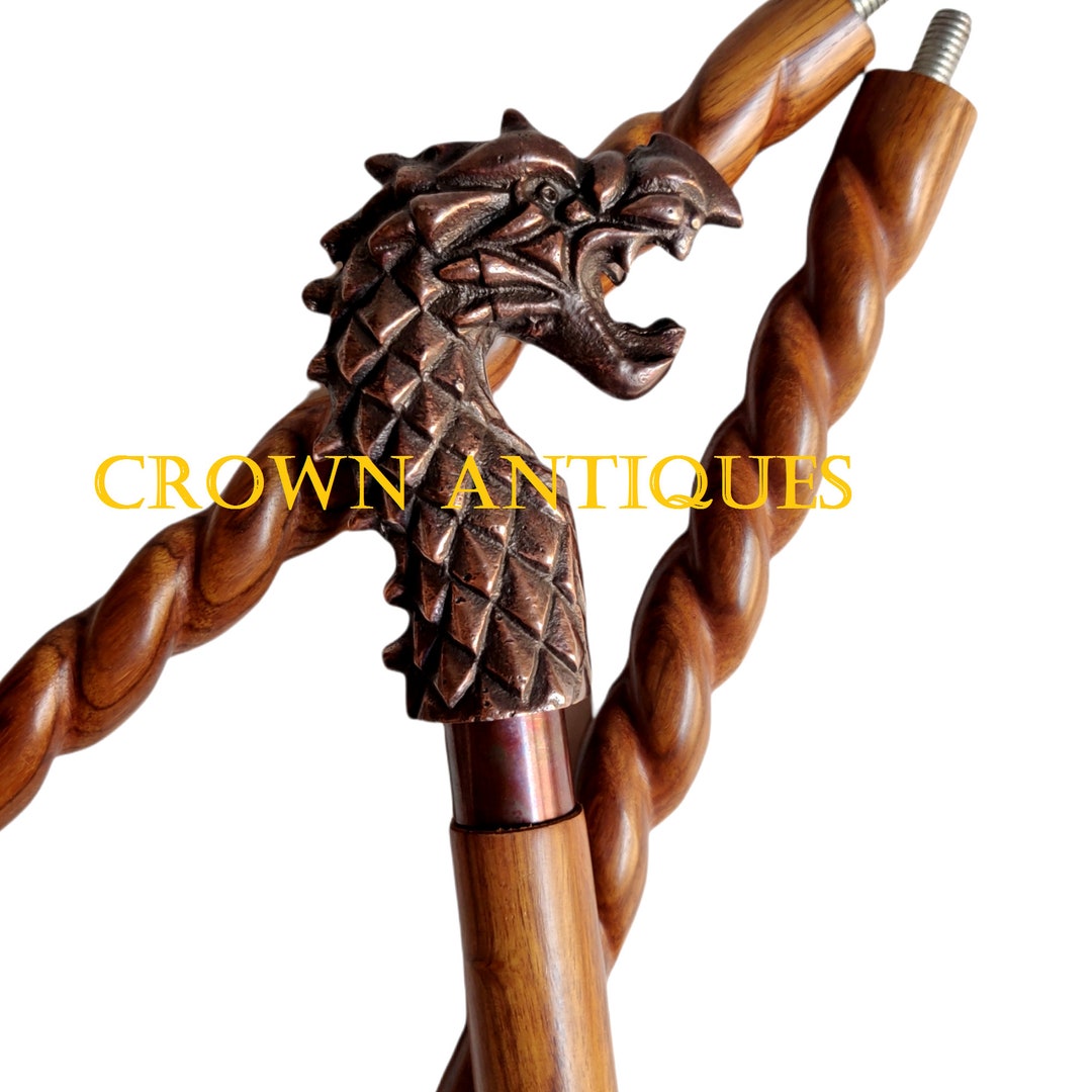 Handcrafted Dragon Handle Wooden Walking Cane: Steampunk Style - Etsy