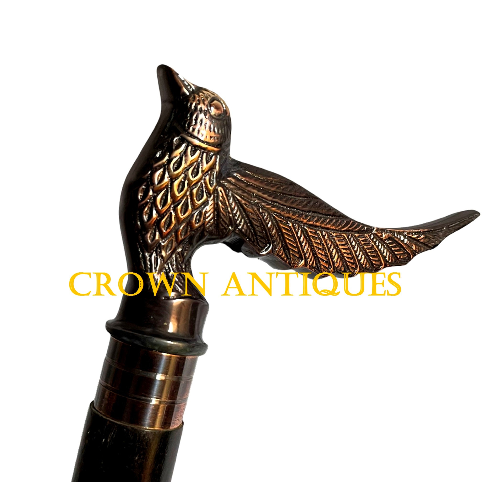 Victorian Bird Handle Walking Stick Designer Walking Cane Wooden Spiral ...