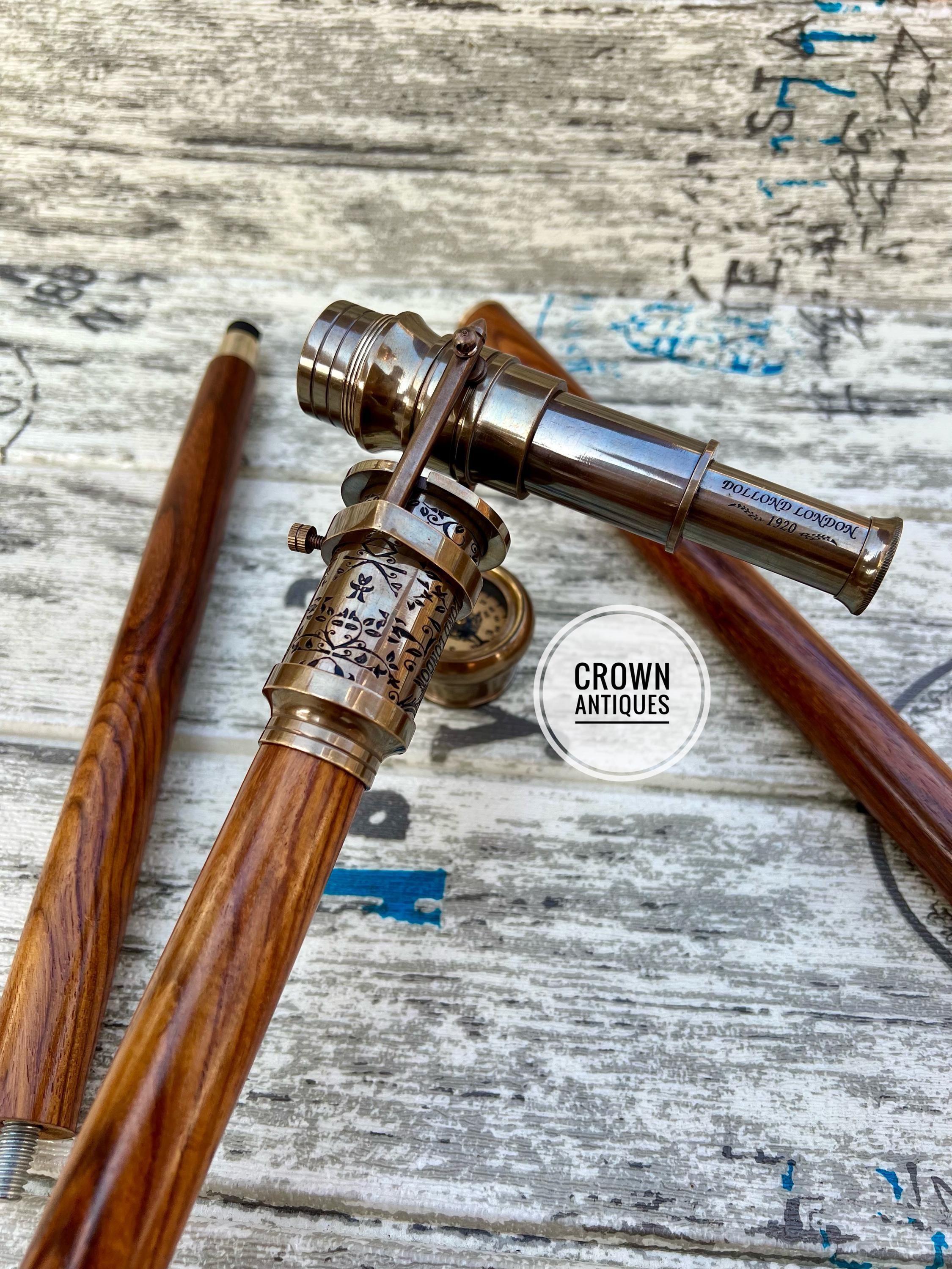 Telescope Handle Walking Stick, Victorian Unisex Cane, Nautical Decor ...