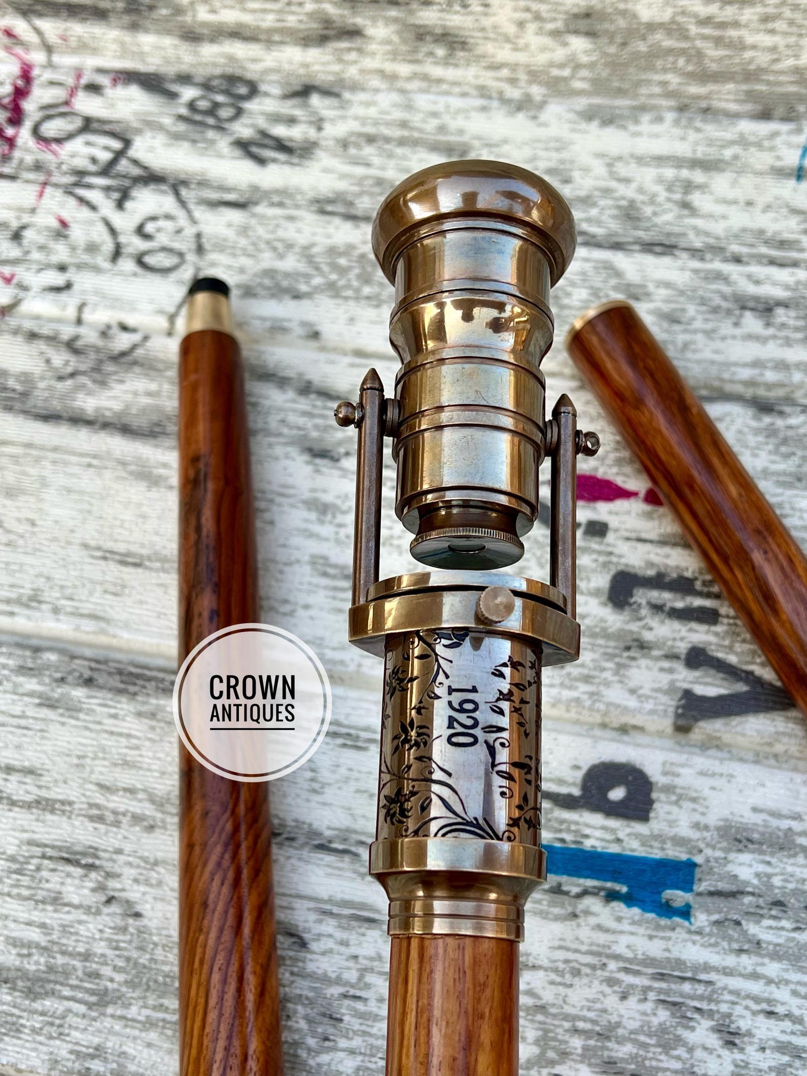 Telescope Handle Walking Stick, Victorian Unisex Cane, Nautical Decor ...
