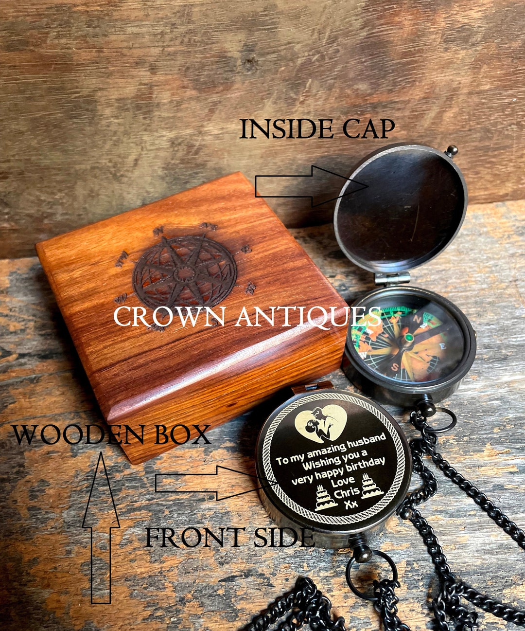 Personalized Compass, Custom Engraved Compass, Gift for Him, Working ...