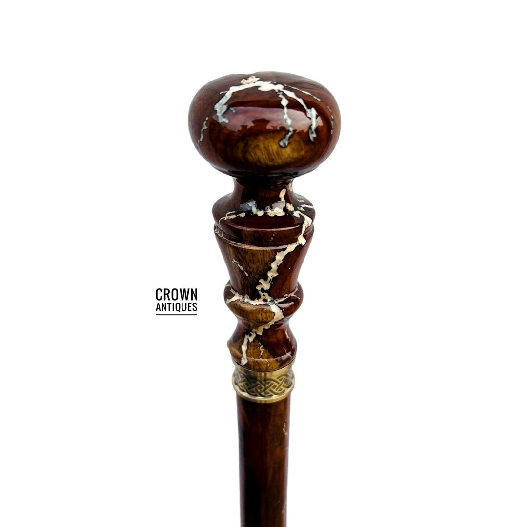 Hand Carved Rosewood Walking Cane: Victorian Derby Style - Etsy