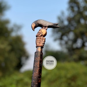 Hand Carved New Raven Skull Walking Cane, Trekking Companion Cane ...