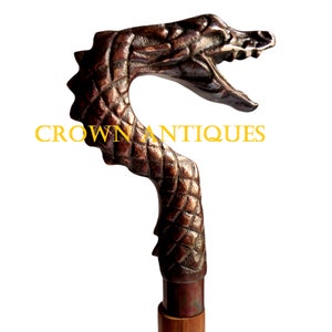 Crafted Dragon Head Handle Victorian Walking Stick Designer Wooden ...
