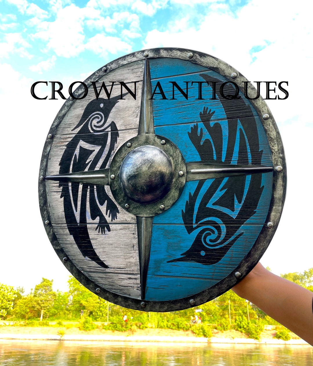 Viking Wooden Battle Shield Wall Decor Shield Viking Valhalla Shield ...