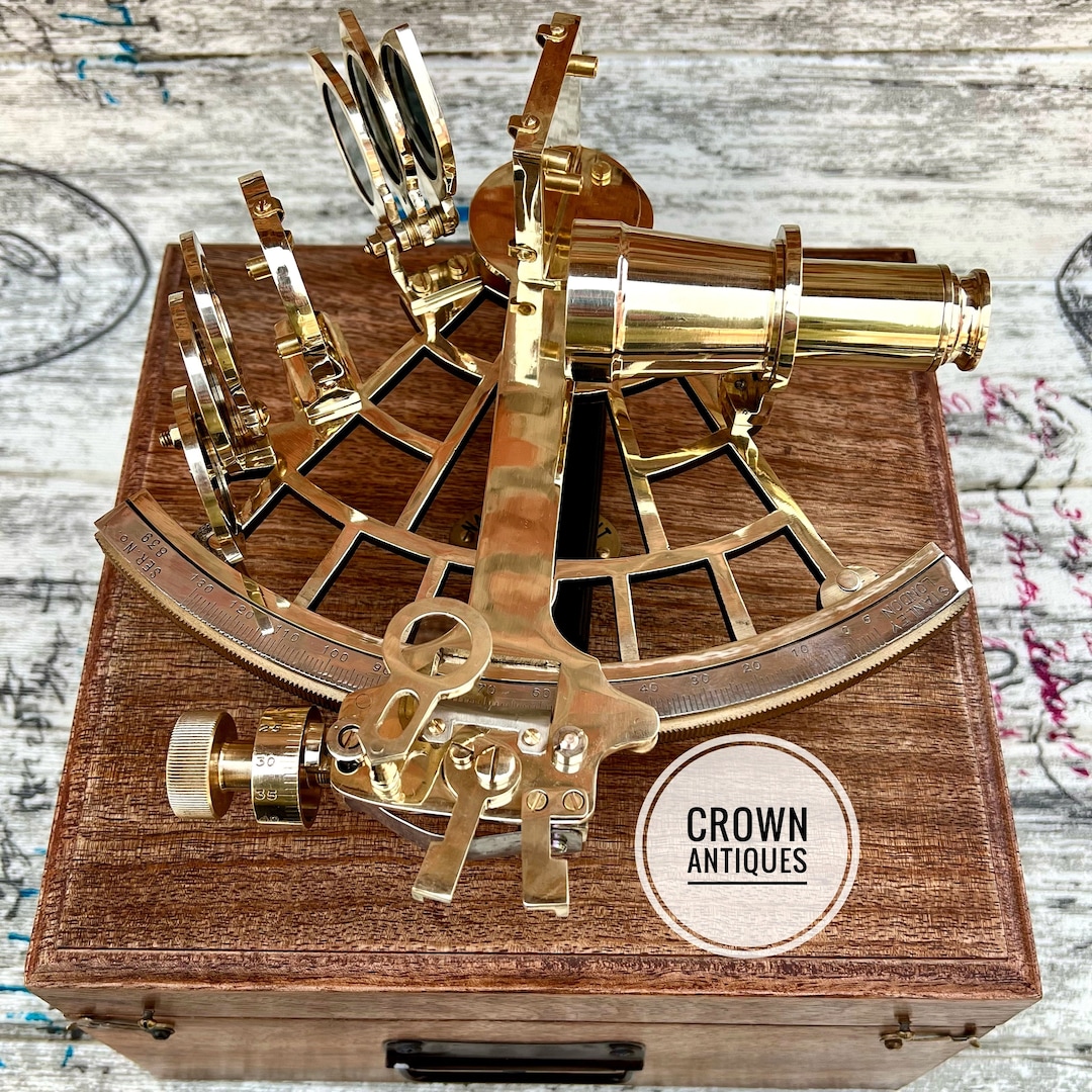 Nautical Brass Sextant: Marine Astrolabe With Wooden Box - Etsy