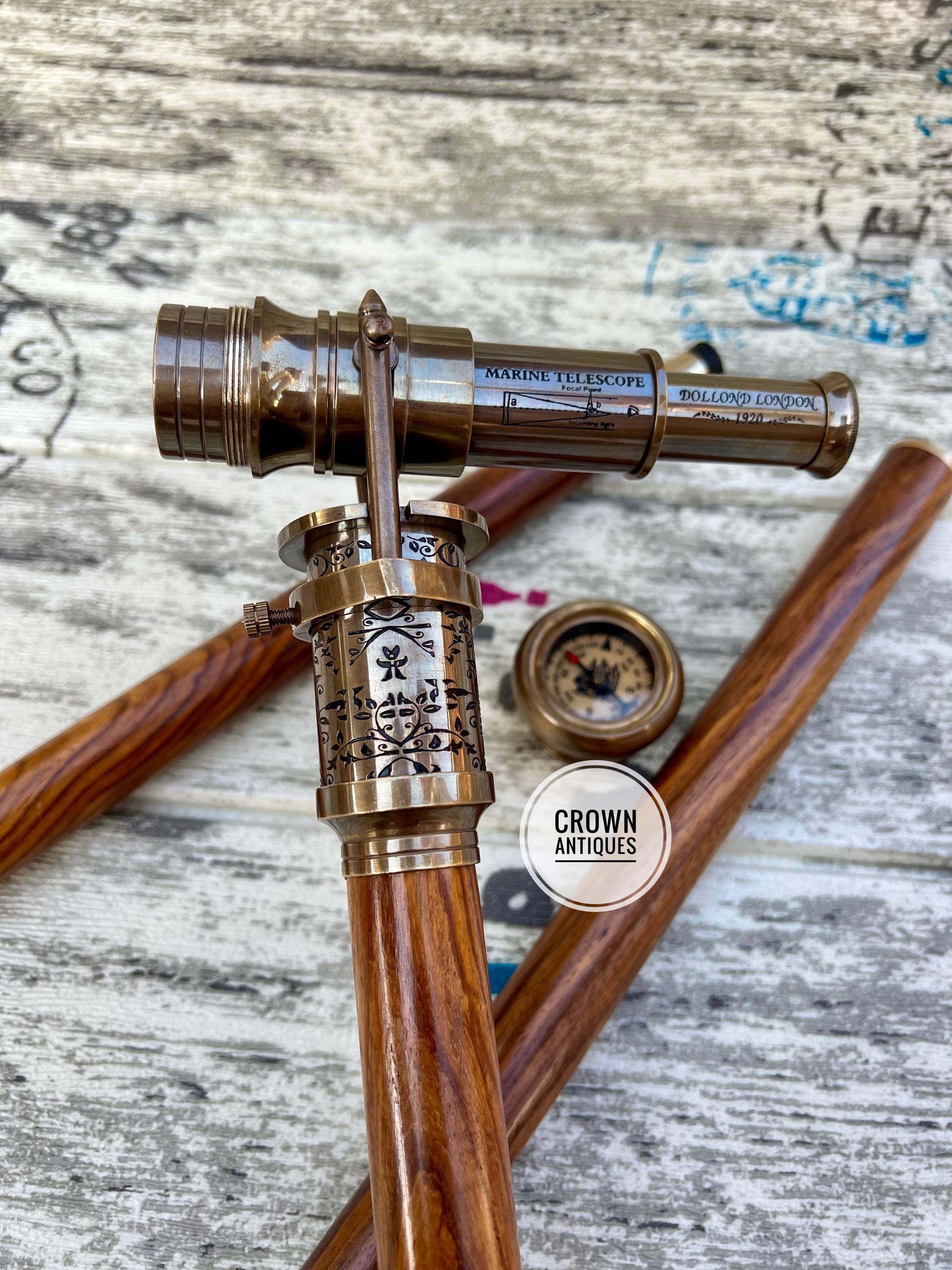 Telescope Handle Walking Stick, Victorian Unisex Cane, Nautical Decor ...
