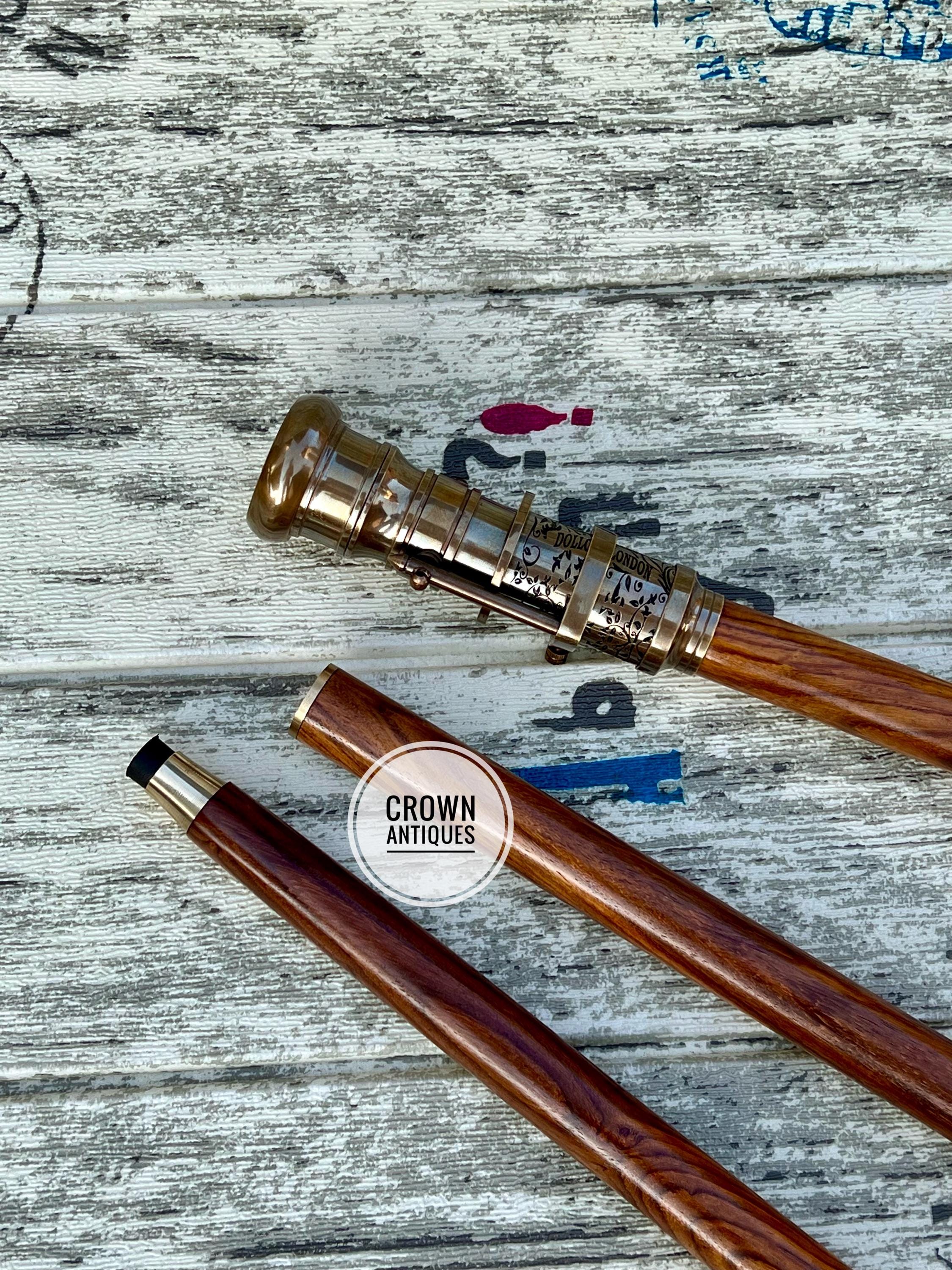 Telescope Handle Walking Stick, Victorian Unisex Cane, Nautical Decor ...