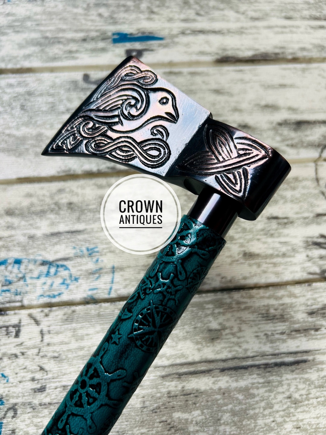 Viking Valhalla Axe Walking Cane, Wooden Walking Stick, Timber Trekker ...