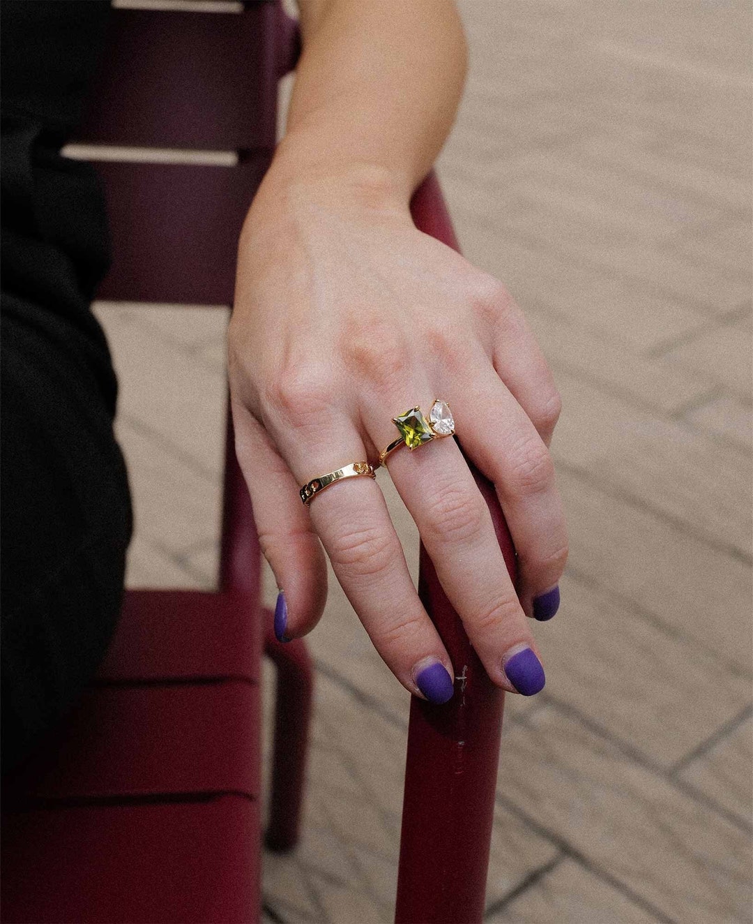 T&M Moi Et Toi Gold Ring / Two-stone Statement Ring / Friendship 14K ...