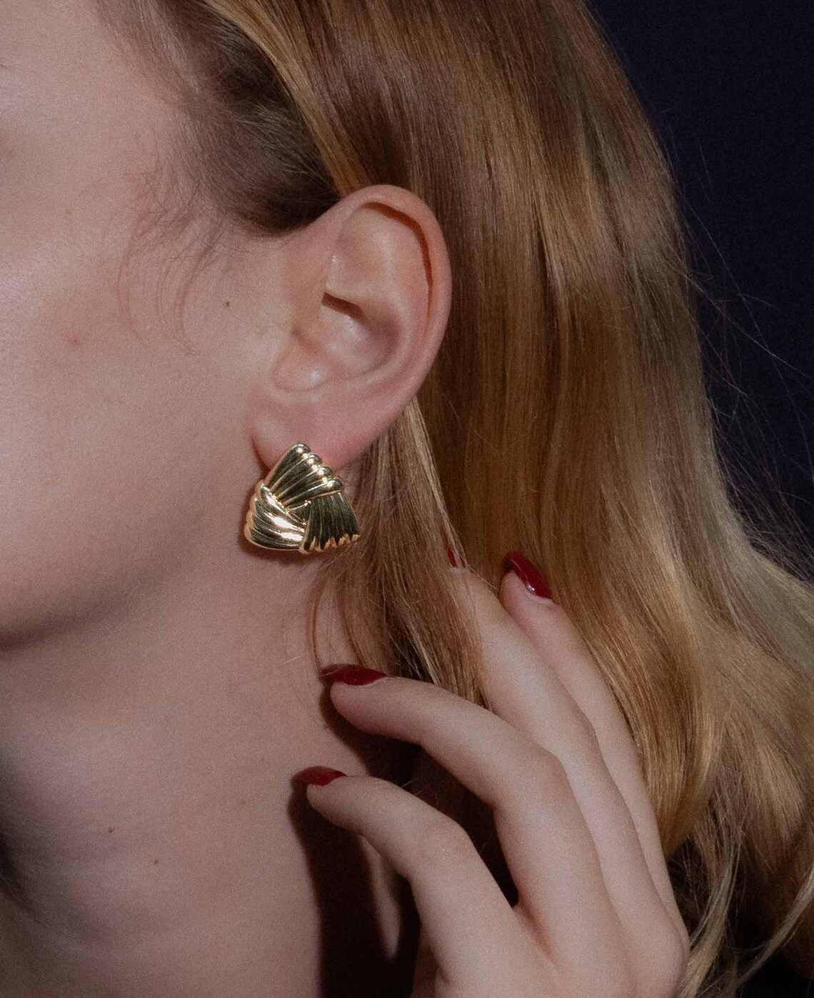 Eleanor Triangle Braided Gold Chunky Earrings | Vintage Chic Statement ...